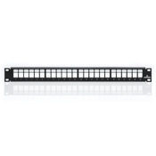 Patch Panel, Black, 1 Unit, Unshielded, 24 ports