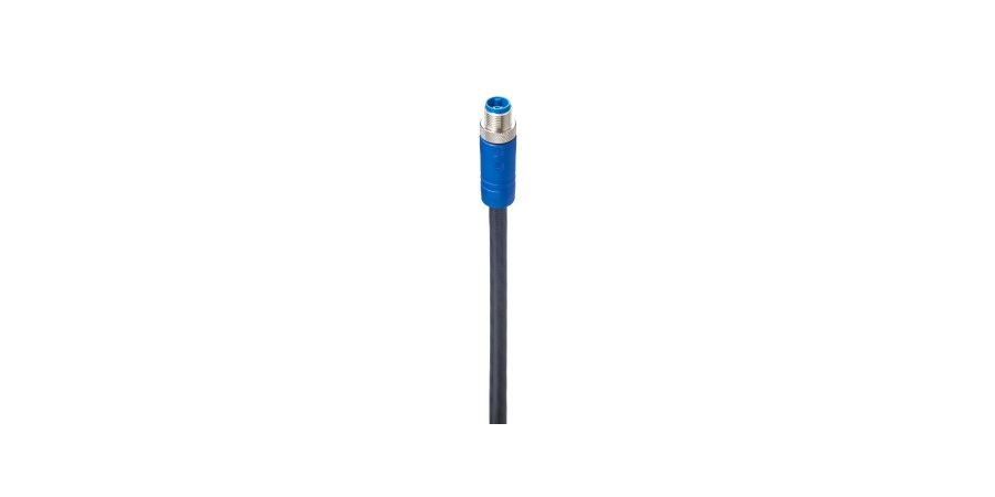 Cord Set, 16 AWG, M12 Power Female Connector, 2m L, Black