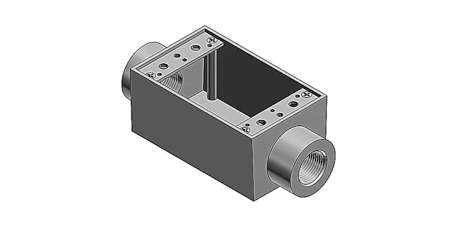 Cast Device Box, 1 Gang, FS Configuration, 2 Hubs, (2) Each End, Die ...