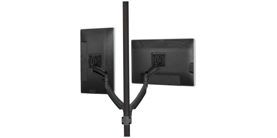Monitor Mount, Pole, Dynamic, 2-Monitor, Landscape/Portrait, +75/-10 ...