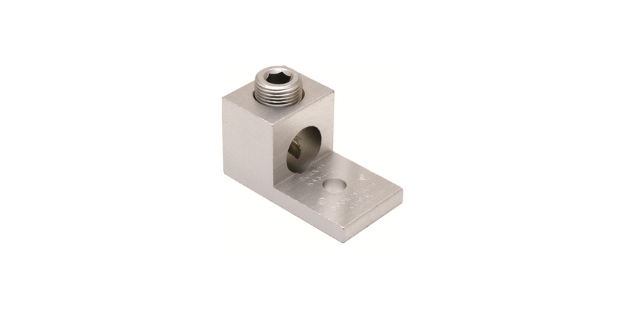 Set Screw Terminal, Aluminum, Stud Size 3/8 in., 1 Hole, 2 AWG