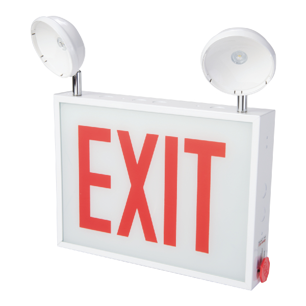 LED Exit Sign, White, Nickel Cadmium, LED, Steel, Surface, 120/277 VAC ...