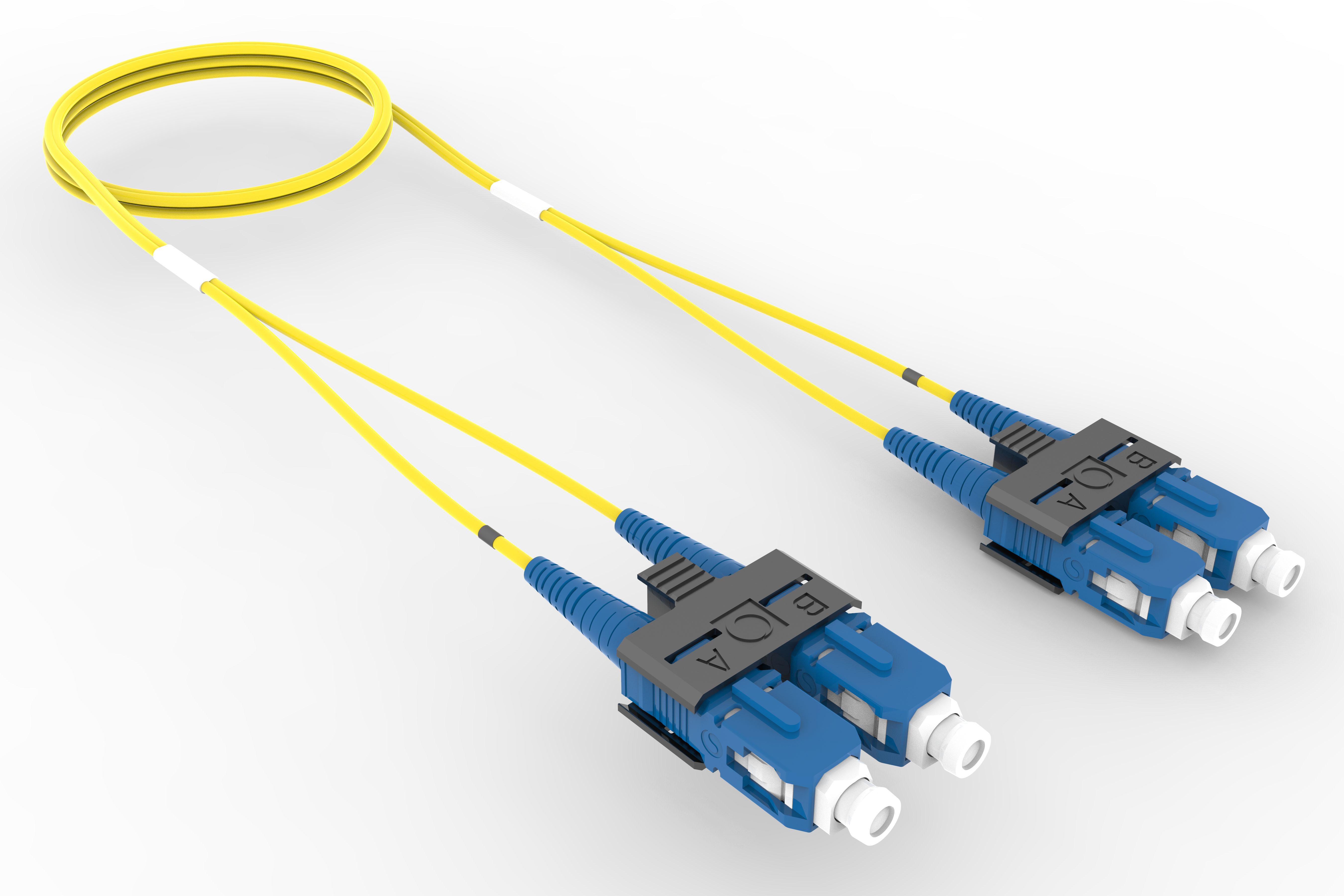 Fiber Patch Cord, G.652.D, G.657.A1, 49 ft. lg, Yellow, SC/UPC, SC/UPC ...